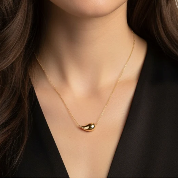 Dew Drop Necklace Gold – Seagreen